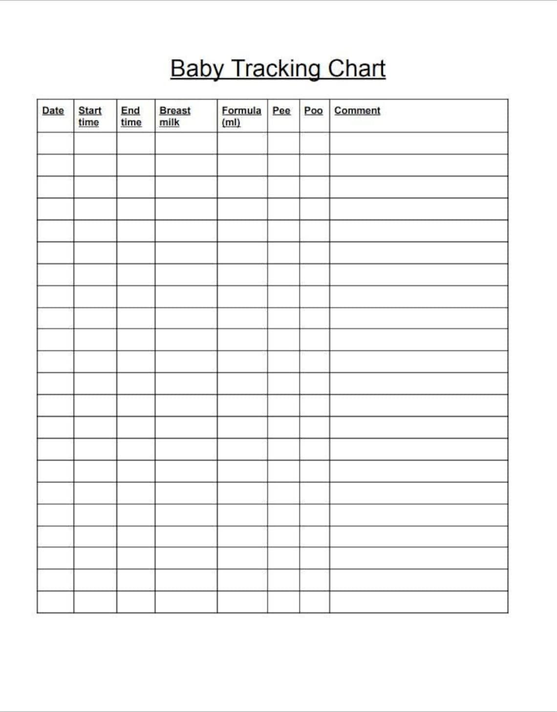 Printable Baby Tracking Chart - Etsy