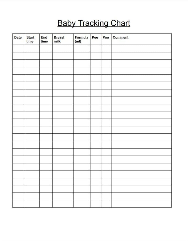 Printable Baby Tracking Chart - Etsy