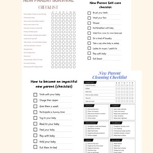 New Baby Checklist Bundle: Parent Survival Kit (printable & Editable ...