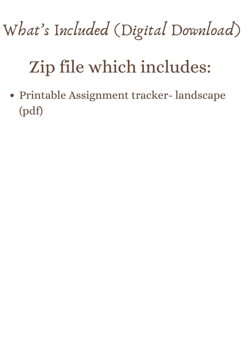 Assignment Tracker (landscape) - Etsy