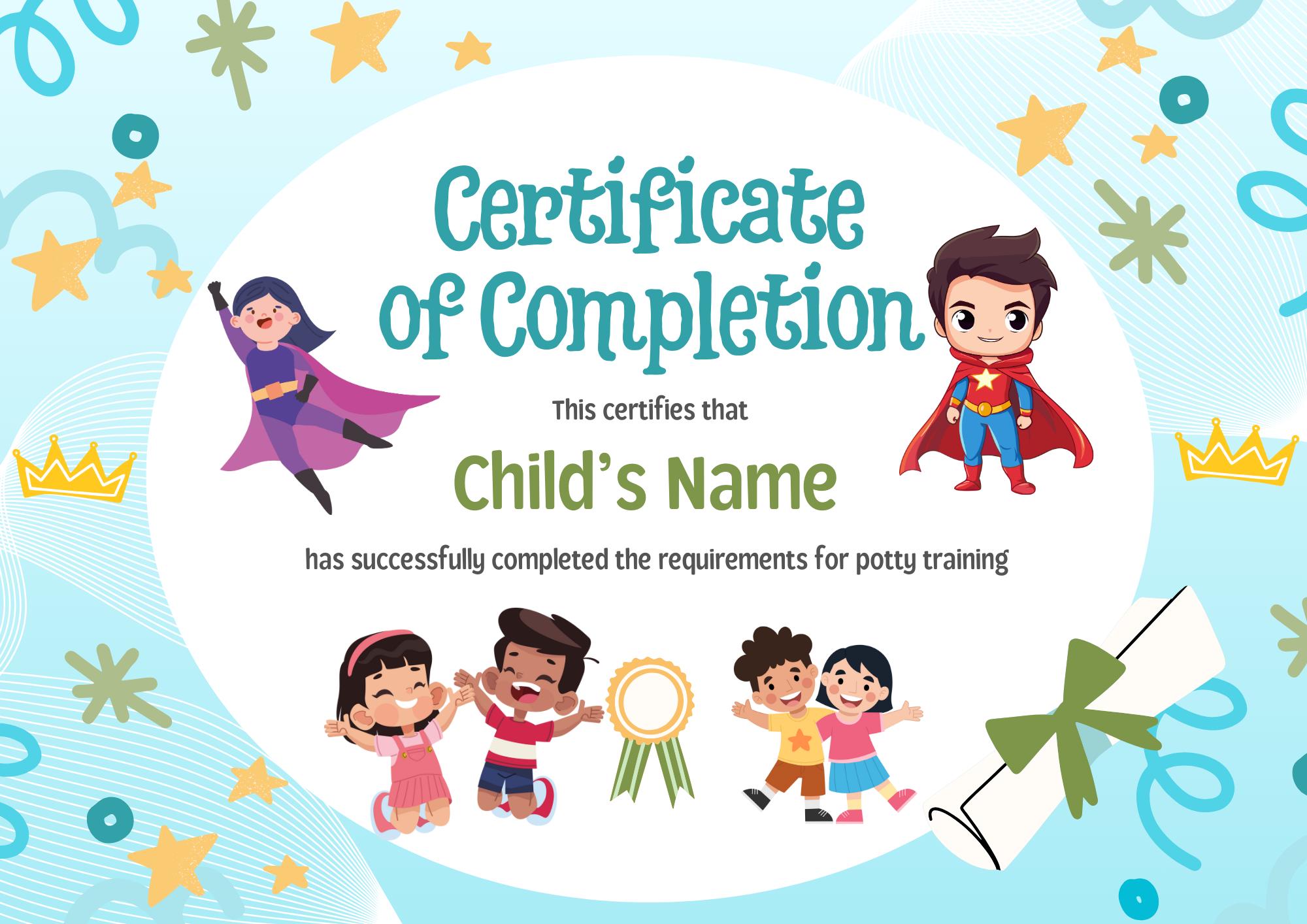 Customizable Potty Training Certificate - Etsy