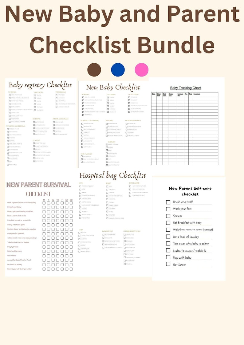 New Baby Checklist Bundle: Parent Survival Kit (printable & Editable ...
