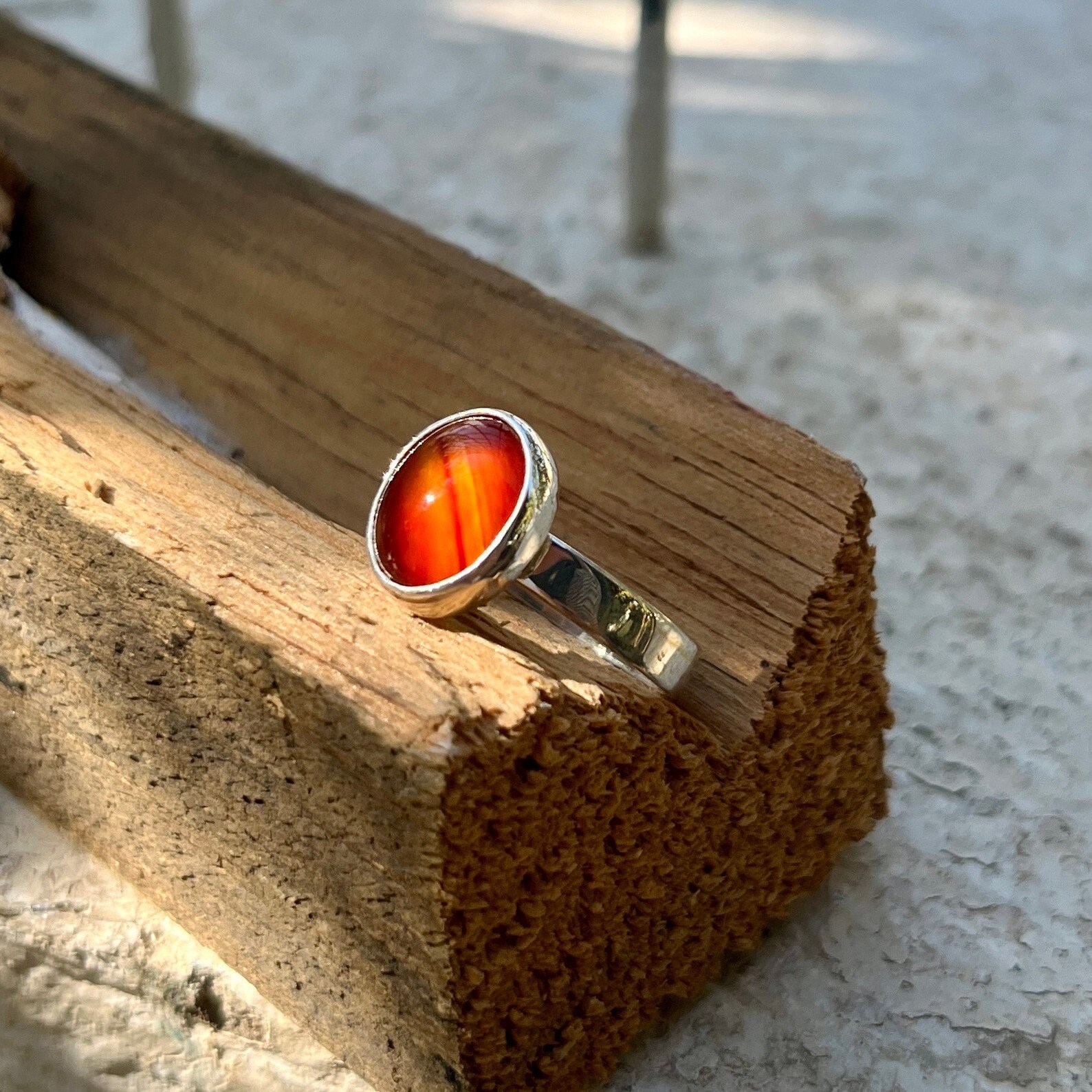Autumn-fall Ring Orange Red Agate Aqeeq Minimalist Ring Handmade ...