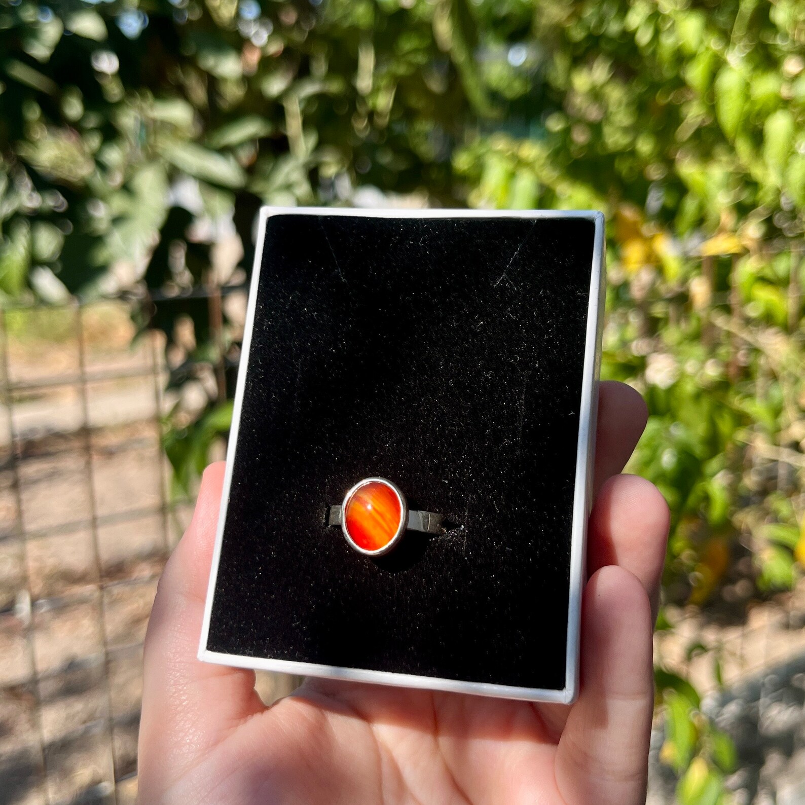 Autumn-fall Ring Orange Red Agate Aqeeq Minimalist Ring Handmade ...