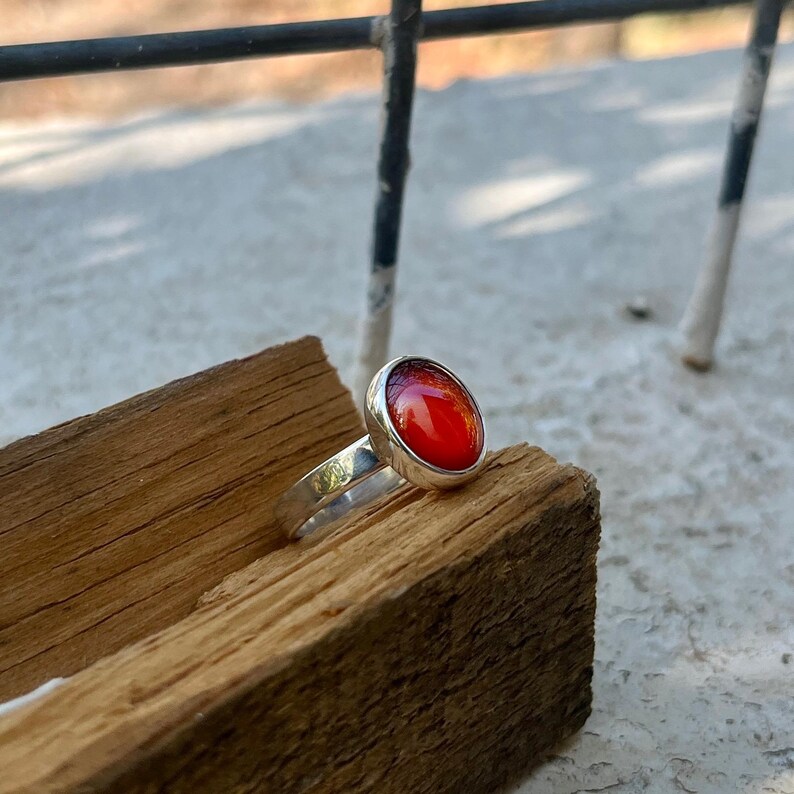 Autumn-fall Ring Orange Red Agate Aqeeq Minimalist Ring Handmade ...