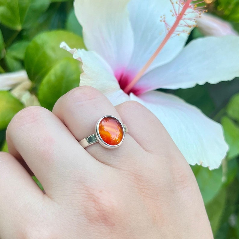 Autumn-fall Ring Orange Red Agate Aqeeq Minimalist Ring Handmade ...