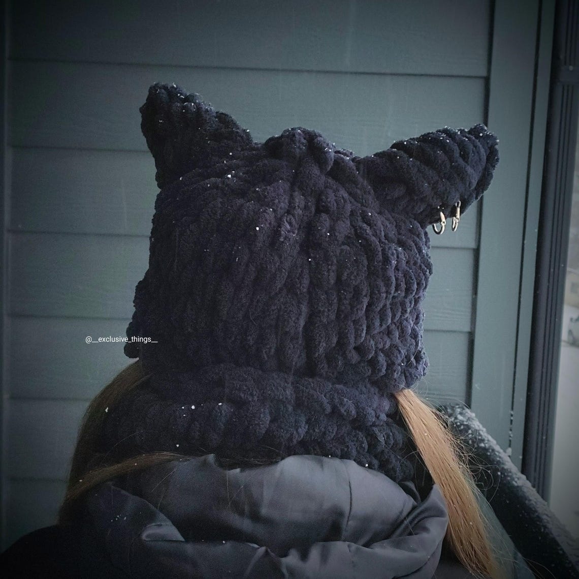 Knitted Cat Hat With Plush Snood Scarf Perfect Winter Set for Women and ...