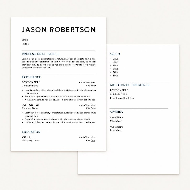 ATS Friendly Resume Template – Word, Google Docs, Pages – Minimalist CV ...
