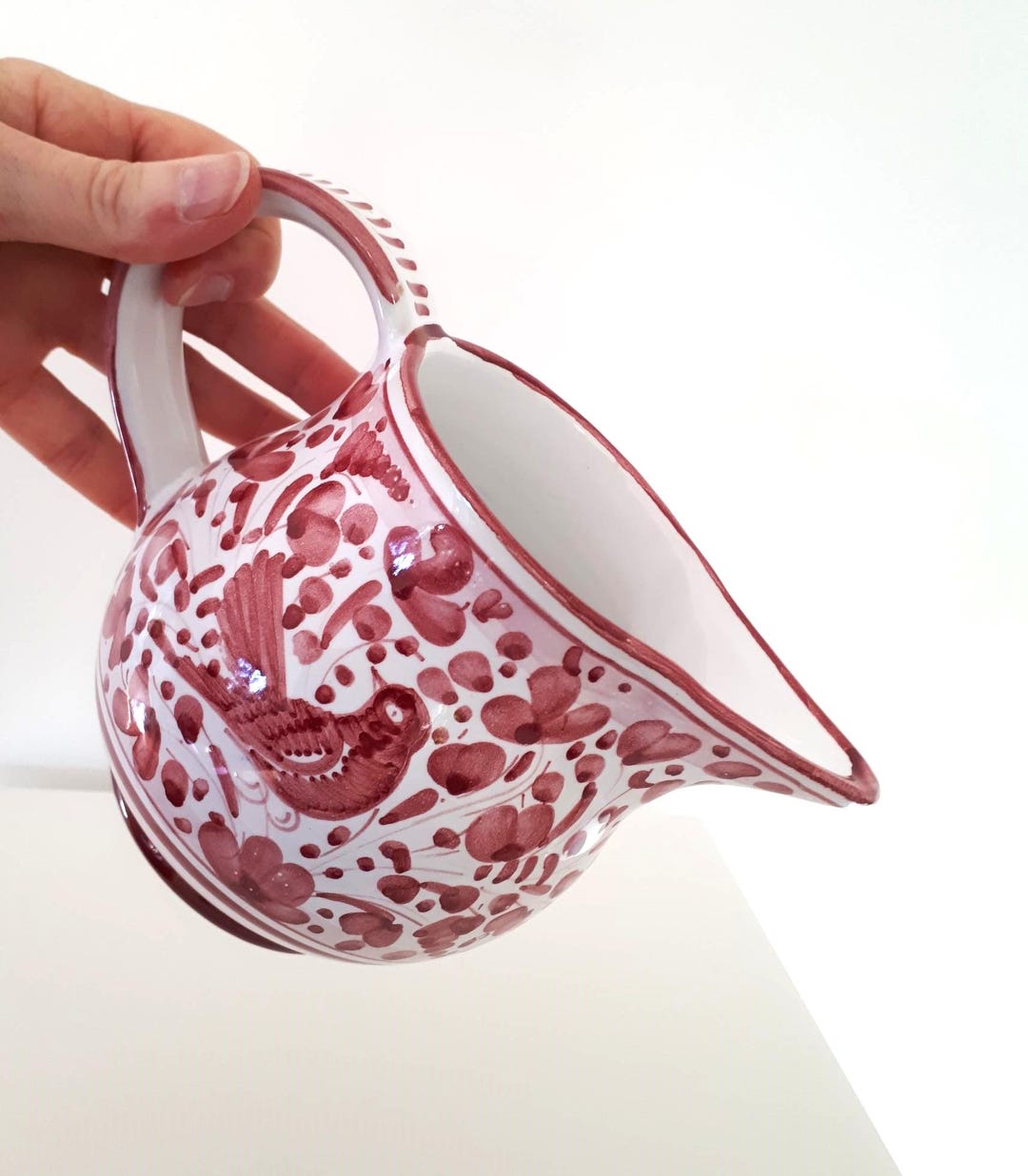 Marilynsjunkyard – Hand-painted Labor Deruta Pitcher – Arabesco Red ...
