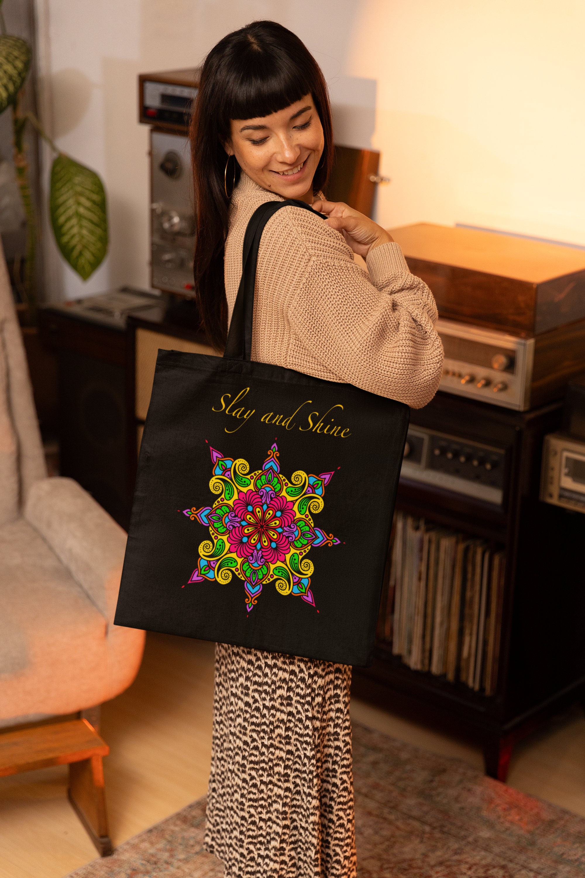 Slay and Shine Tote Bag for Women Mandala Art Tote Bag Gifts for Zen ...