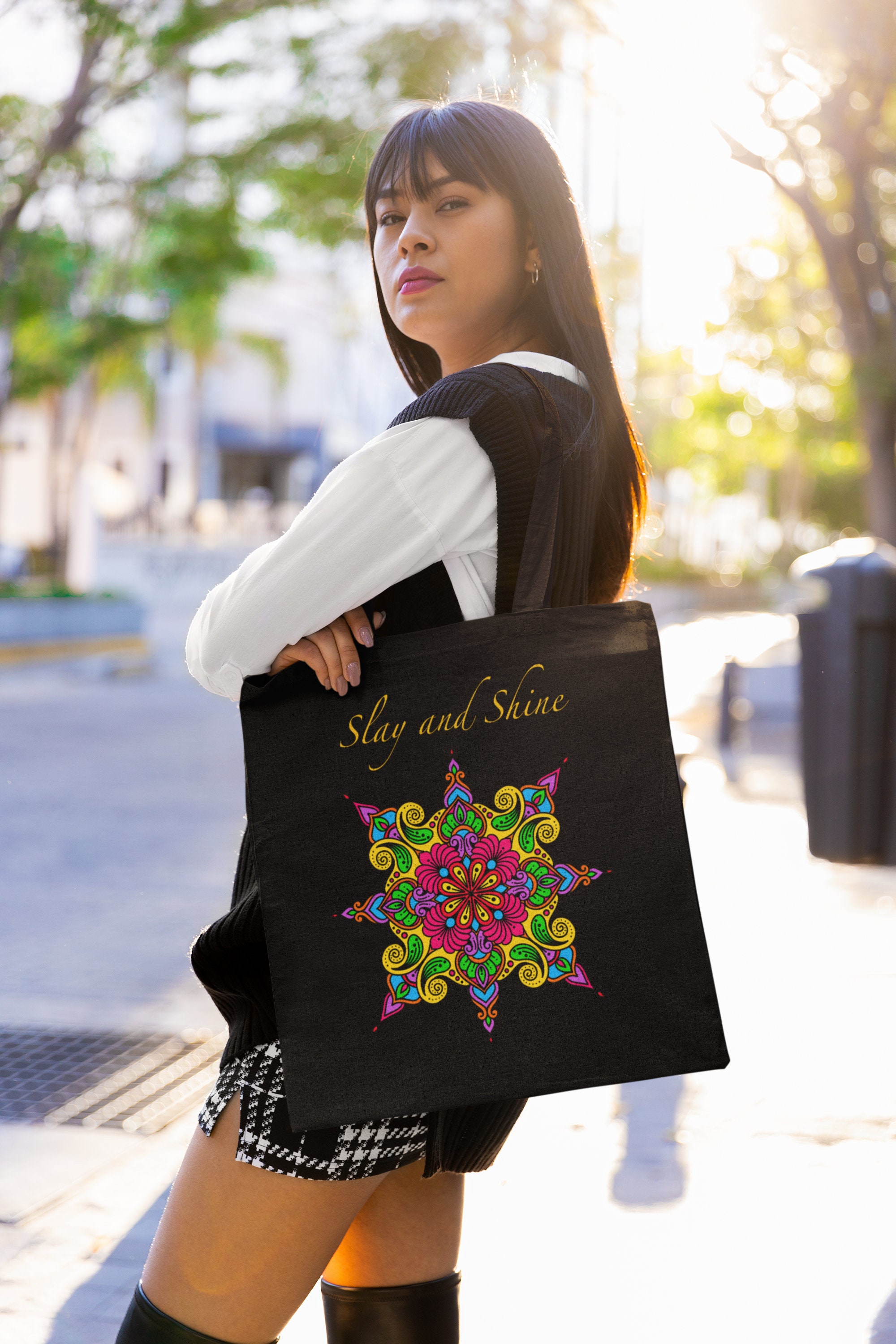 Slay and Shine Tote Bag for Women Mandala Art Tote Bag Gifts for Zen ...