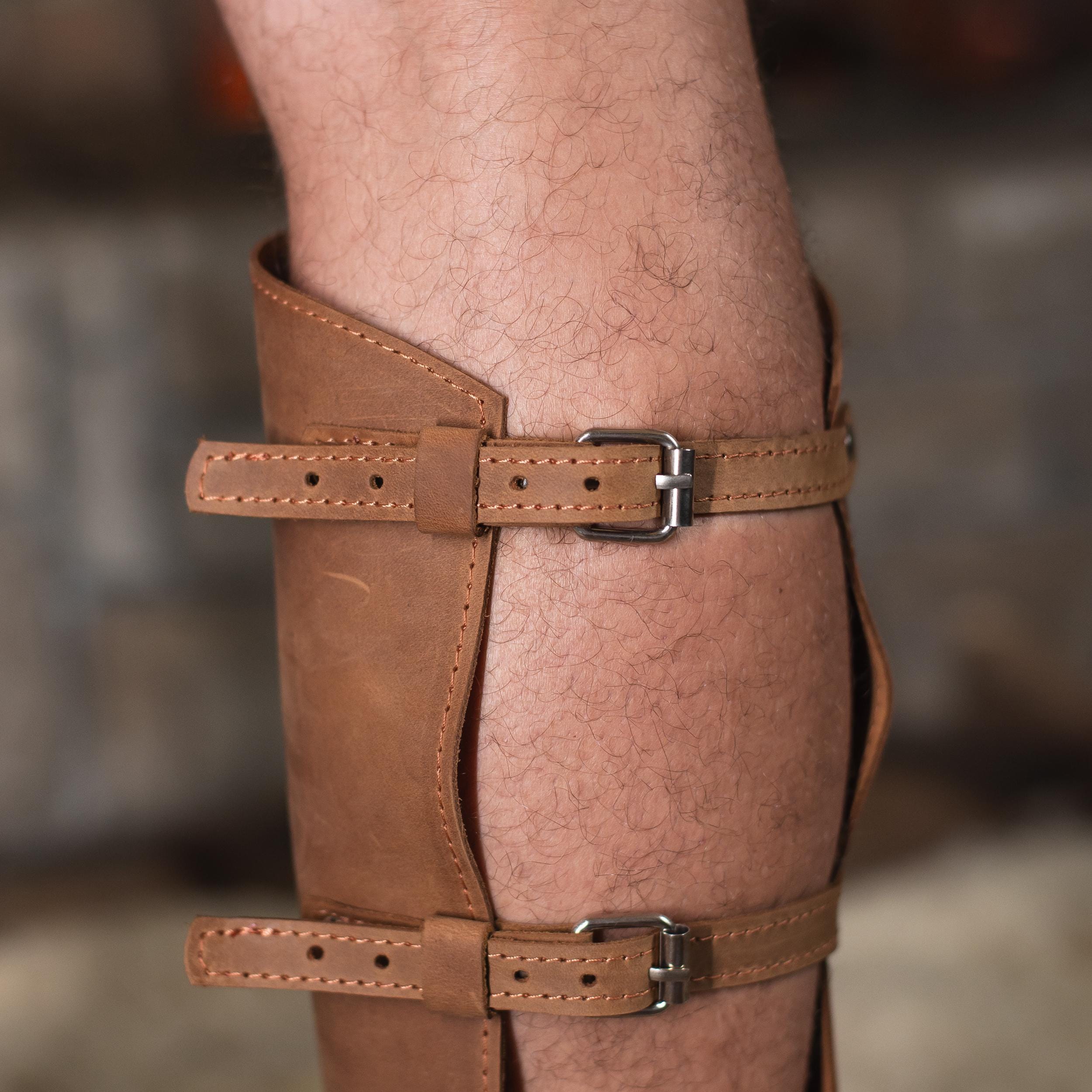 Leather Leg Armor, Leather Leg Greaves, Leather Greaves Men, Leg Gaiter ...