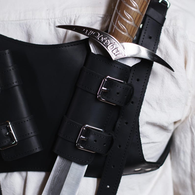 Larp Back Sword Holder, Leather Sword Scabbard Sheath, Black Leather ...