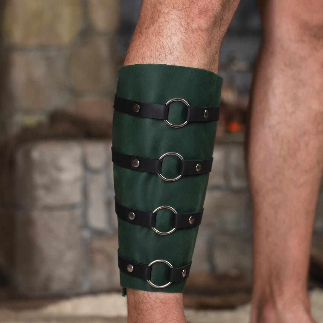 Leather Greaves Men, Leather Leg Armor, Leather Leg Bracers, Larp ...