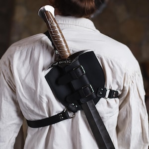 Sword Holder for Back, Leather Back Scabbard, Leather Longsword ...