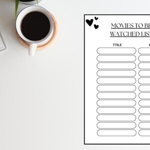 Printable Movie Tracker and Movie to Be Watched List. Digital. Movie ...