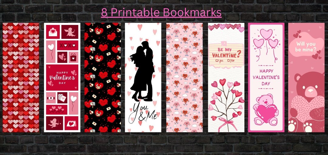 Valentines Day Digital Bookmarks. Printable Bookmarks. Book Lover ...