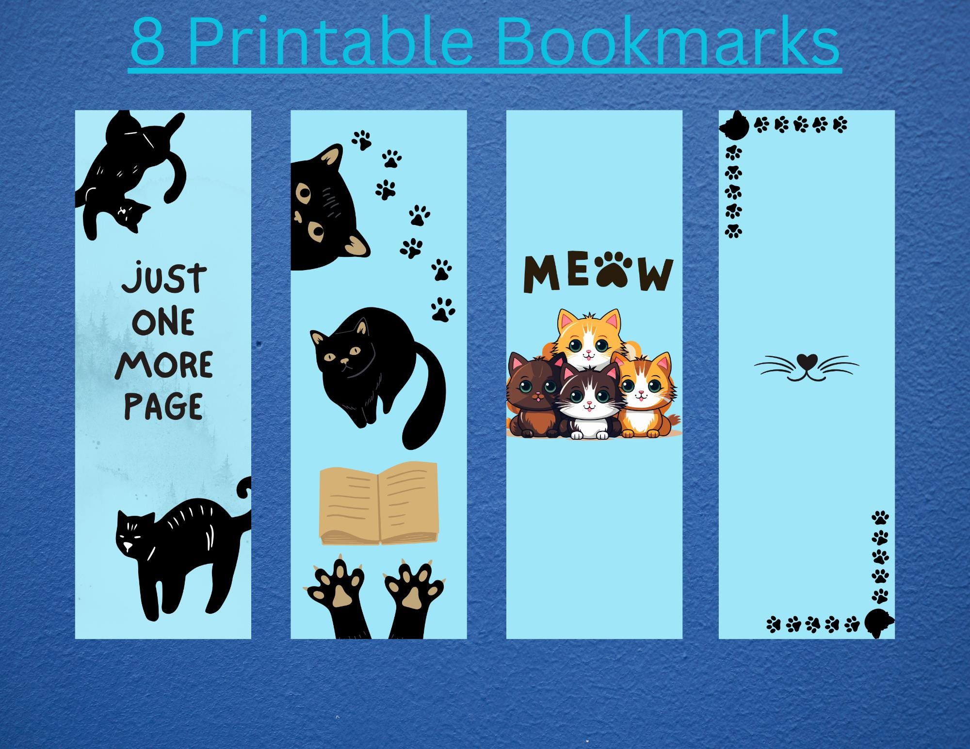 Cat Digital Bookmarks. Printable Bookmarks. Pets Bookmarks. Bookworm ...