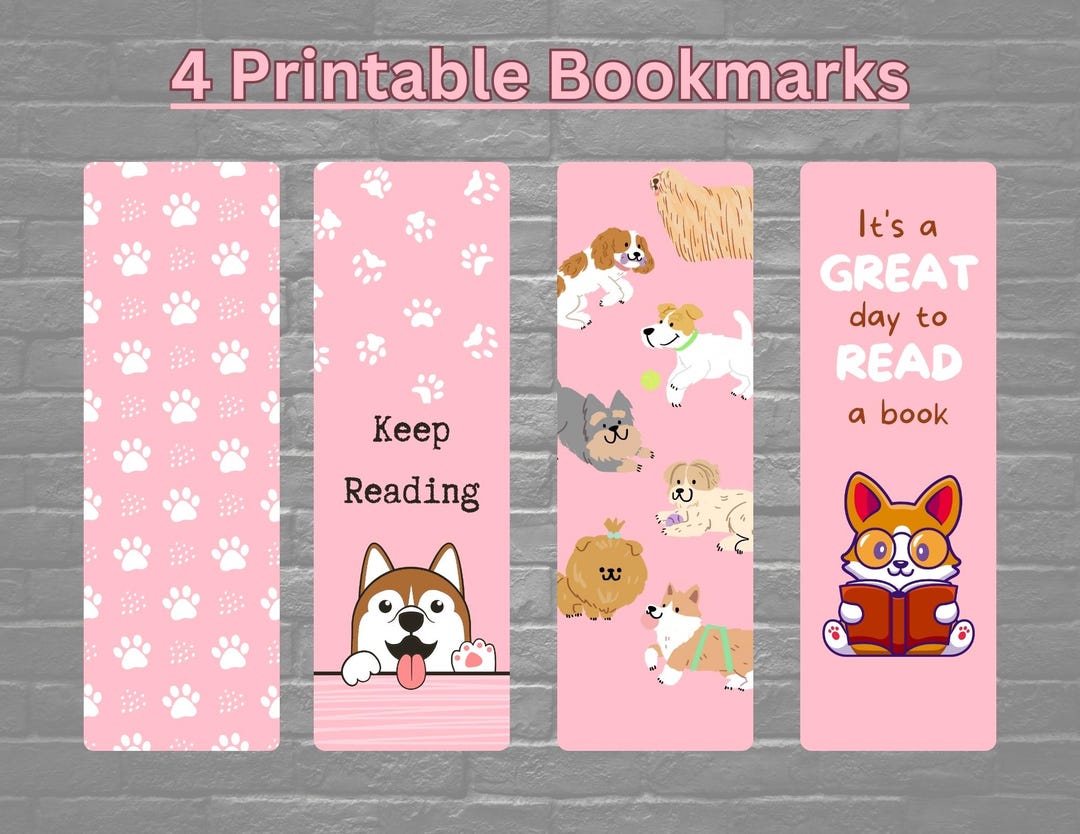 Dog, Puppy Bookmarks. Digital, Printable Bookmarks. Bookmarks for Book ...