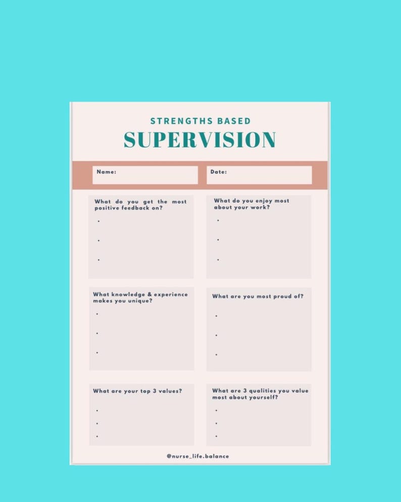 Strengths Based Supervision Worksheet: Nurse Coaching Tool (digital ...