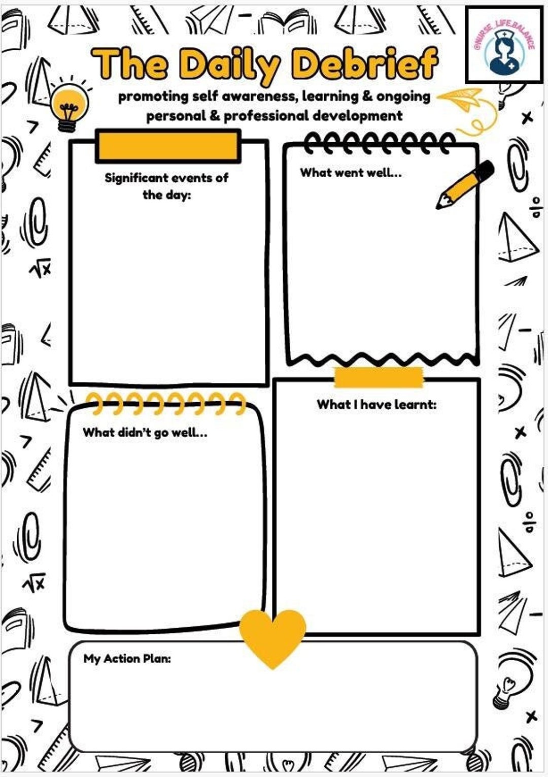 The Daily Debrief Reflective Practitioner Worksheet Printable and ...
