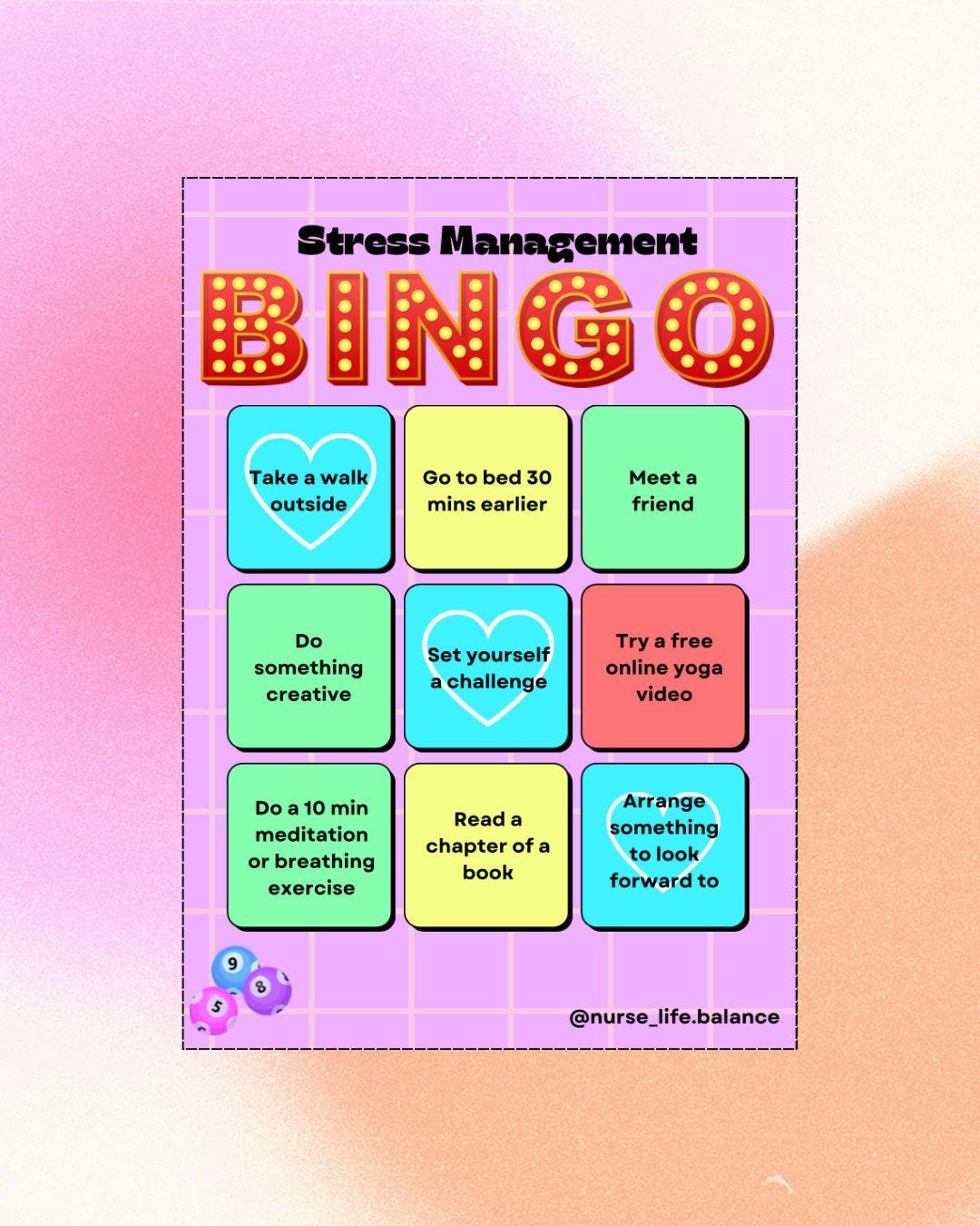 Stress Management Bingo Worksheet, Mental Health Resource, Well-being ...