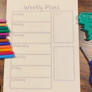 Simple Printable Weekly Template, Great for Kids, Students and Adults ...