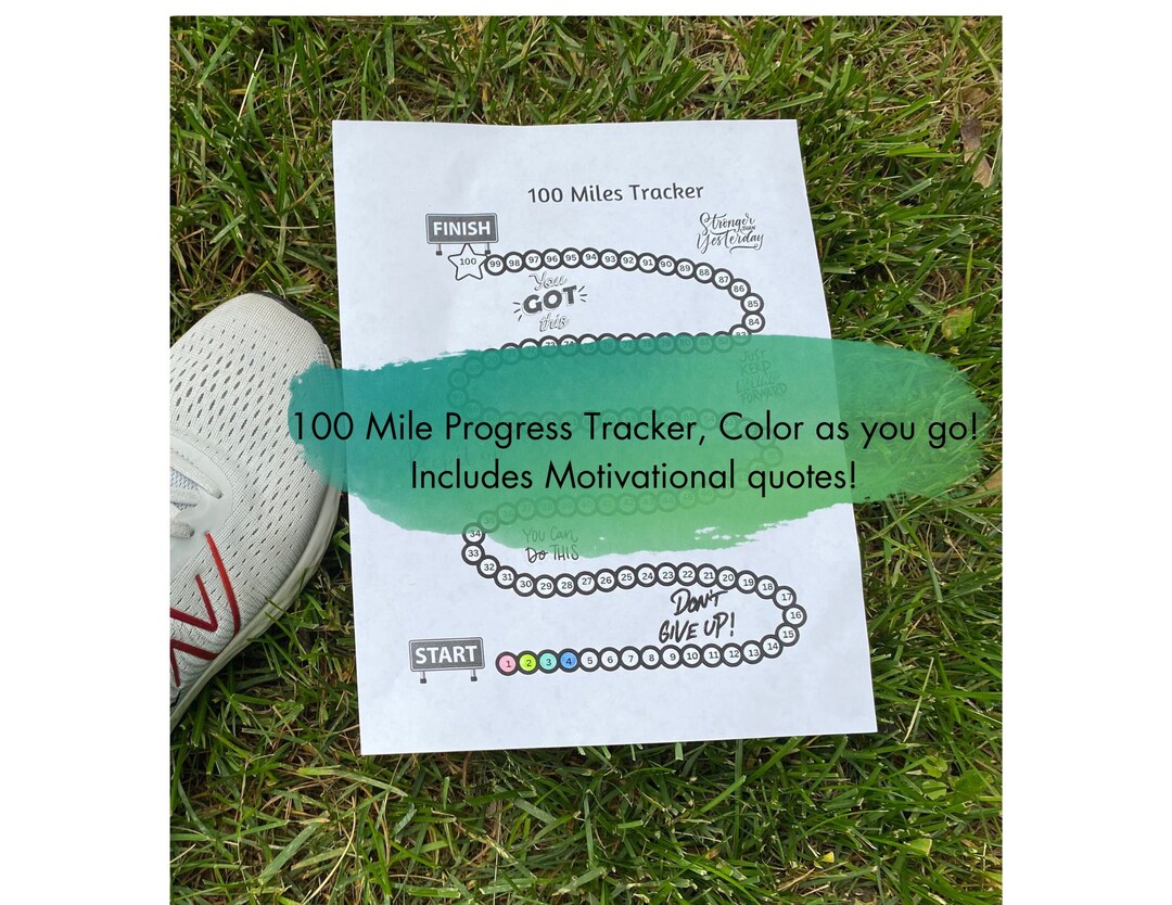 Printable Downloadable 100 Mile Tracker With Motivating Quotes to Keep ...