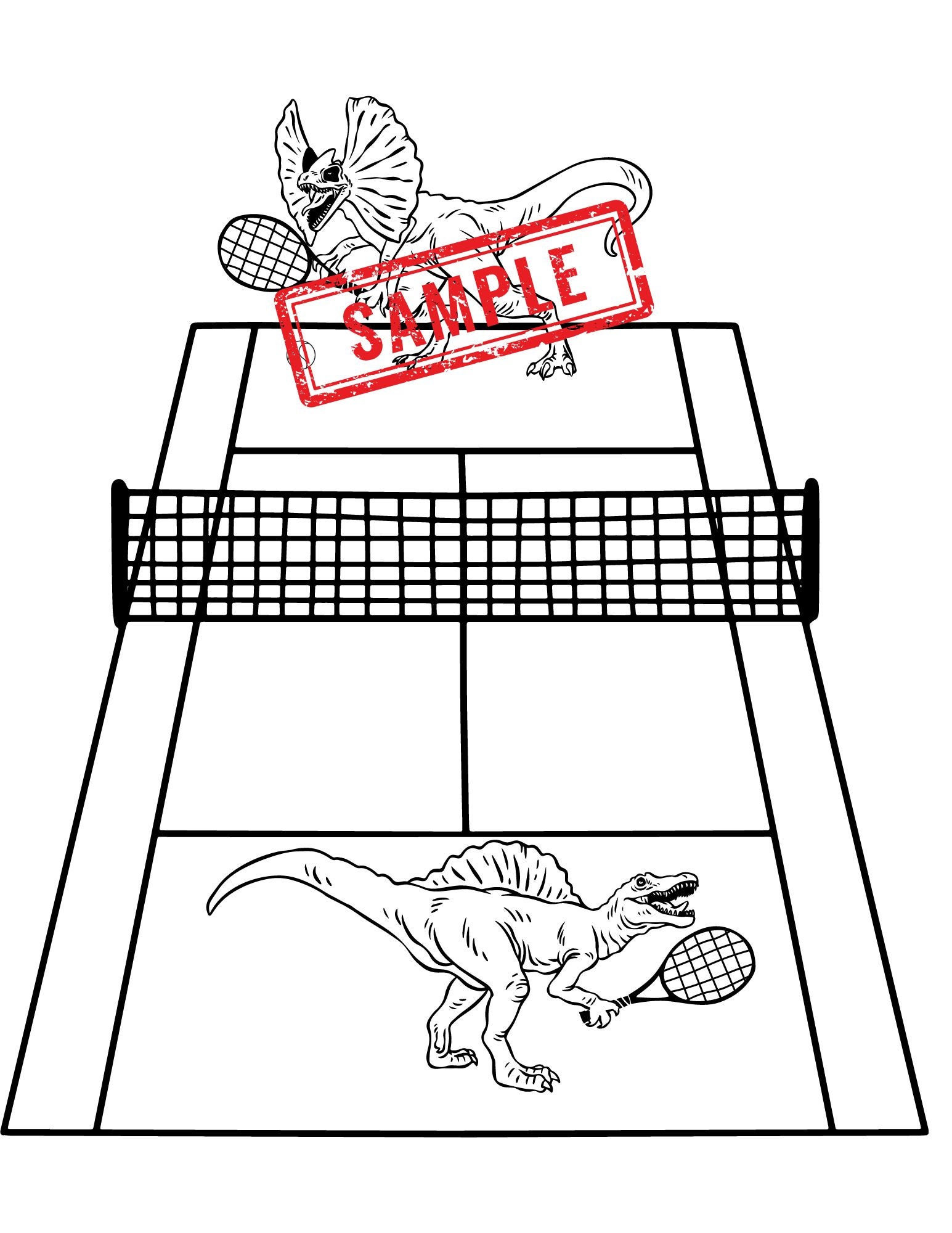 Printable Color Page Dinosaurs Playing Tennis - Etsy