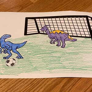 Printable Coloring Page Dinosaurs Playing Soccer - Etsy