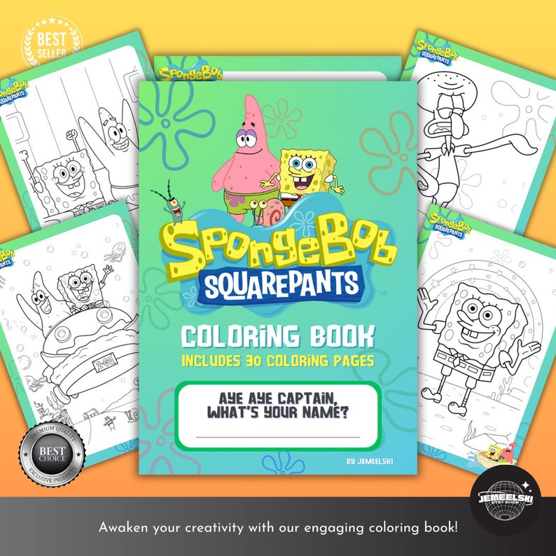 Spongebob Squarepants Coloring Book 30 Pages - Etsy
