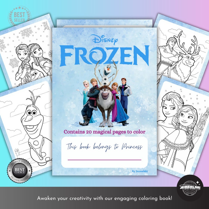 Frozen Princess 25 Pages Coloring Book Elsa, Anna, Olaf - Etsy