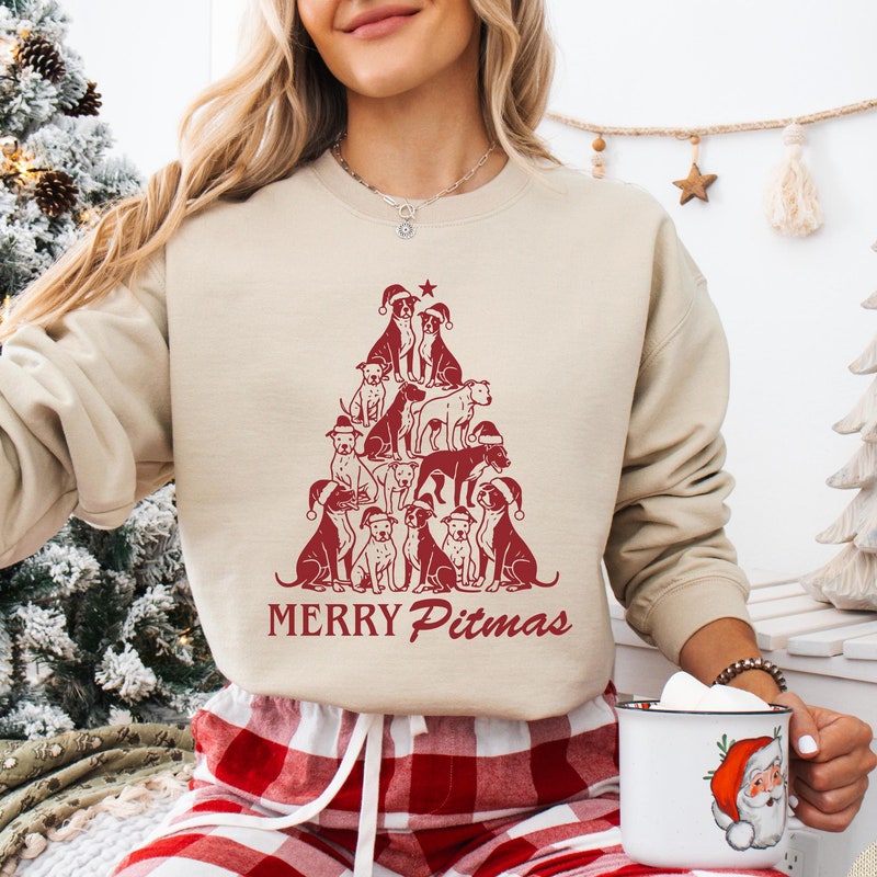 Merry Pitmas Dog Sweater - Etsy