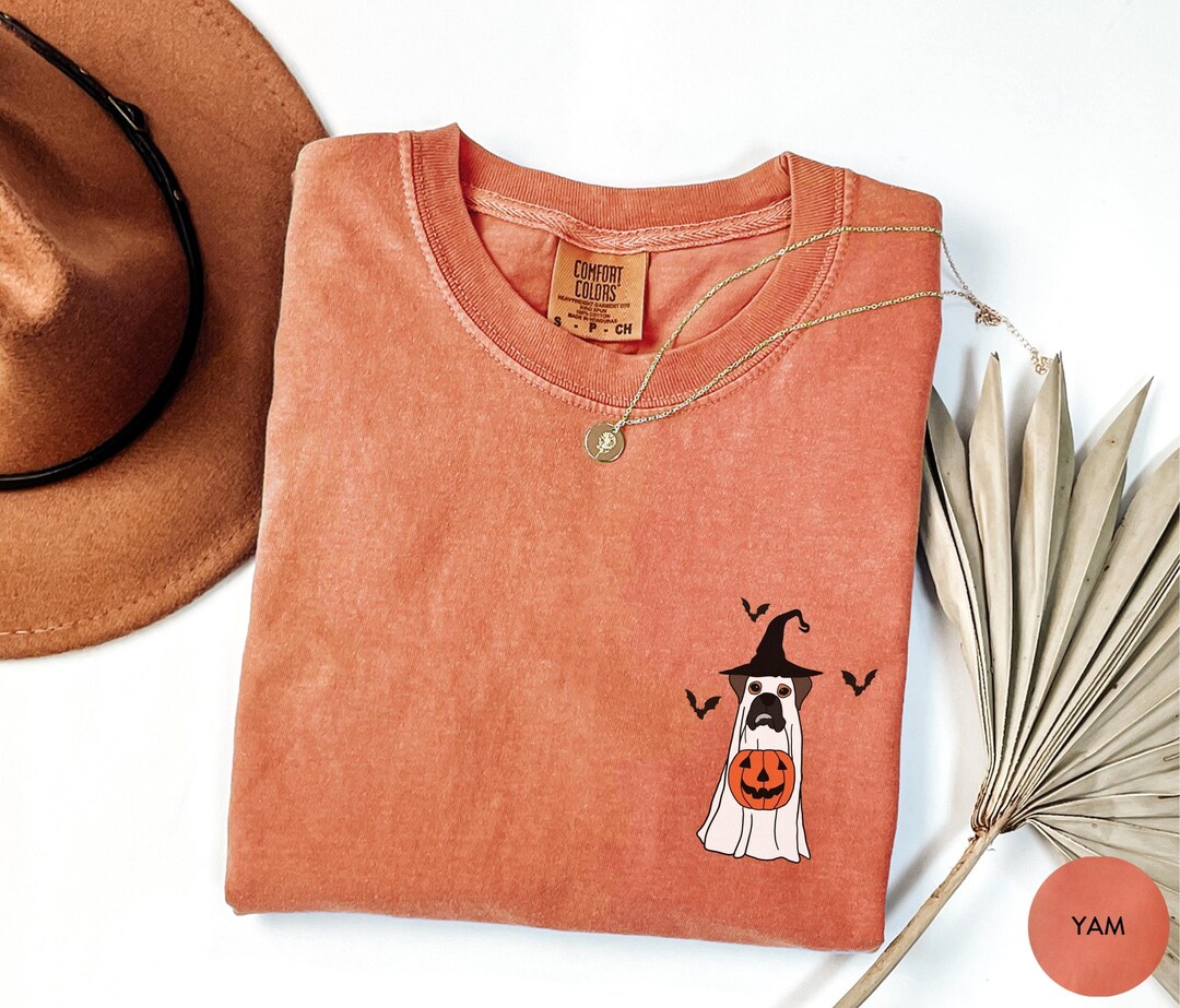 Comfort Colors® Boxer Ghost Shirt, Boxer Witch Ghost, Cute Halloween ...