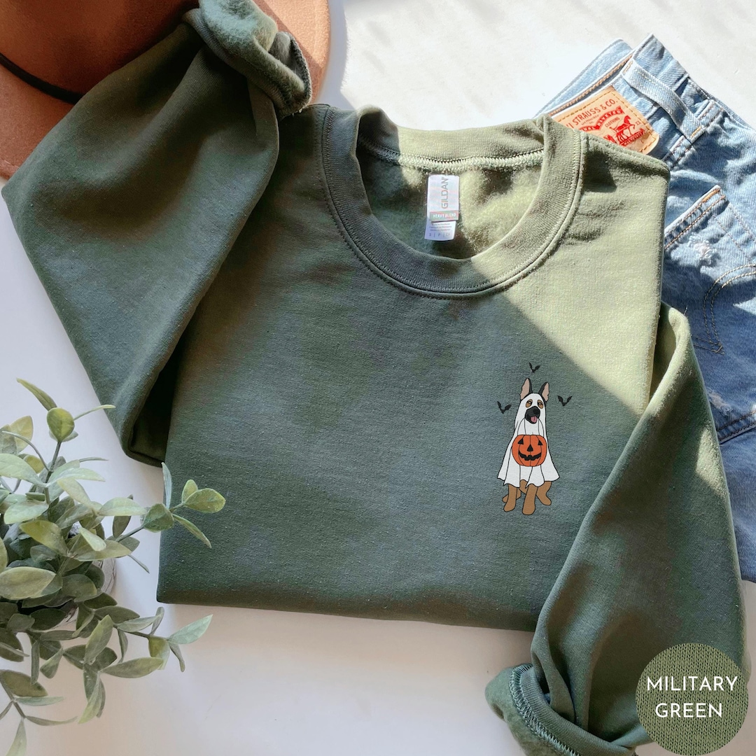German Shepherd Ghost Sweatshirt, German Shepherd Halloween Sweatshirt ...