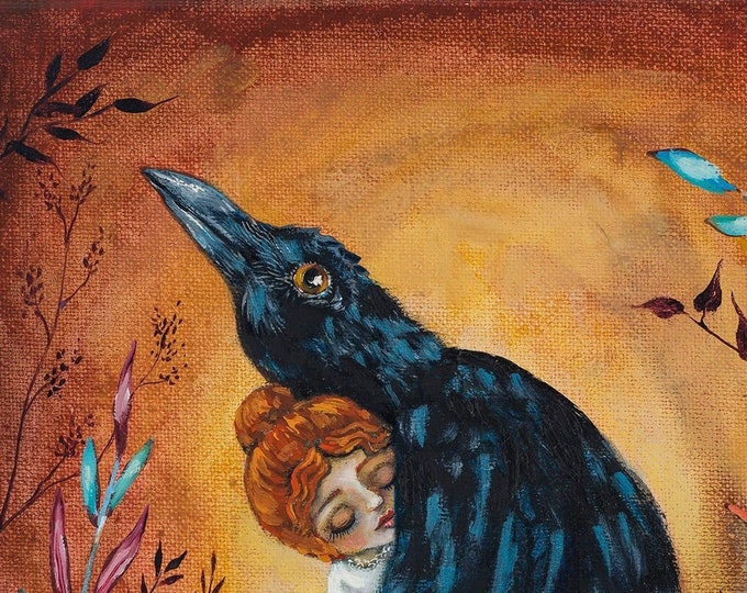 The Raven, Blackbird, Raven Dancing With Woman, Raven Art, Canvas or ...