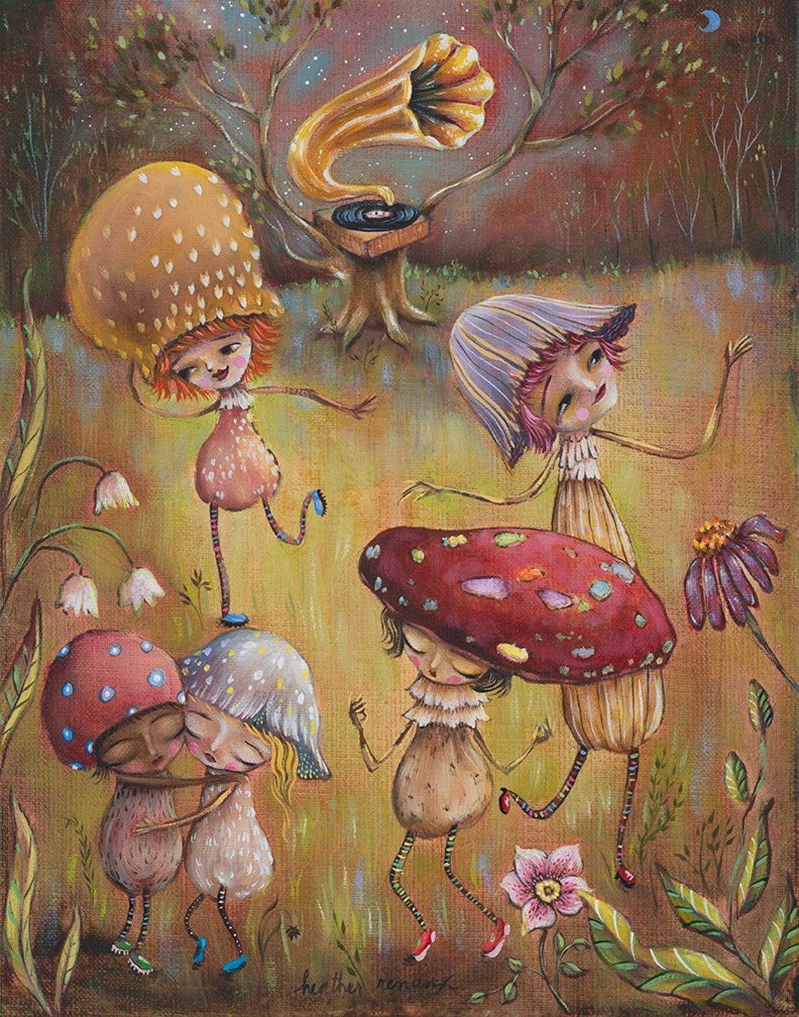 Mushroom Print Fungi Magic Mushroom Art Nature Art - Etsy