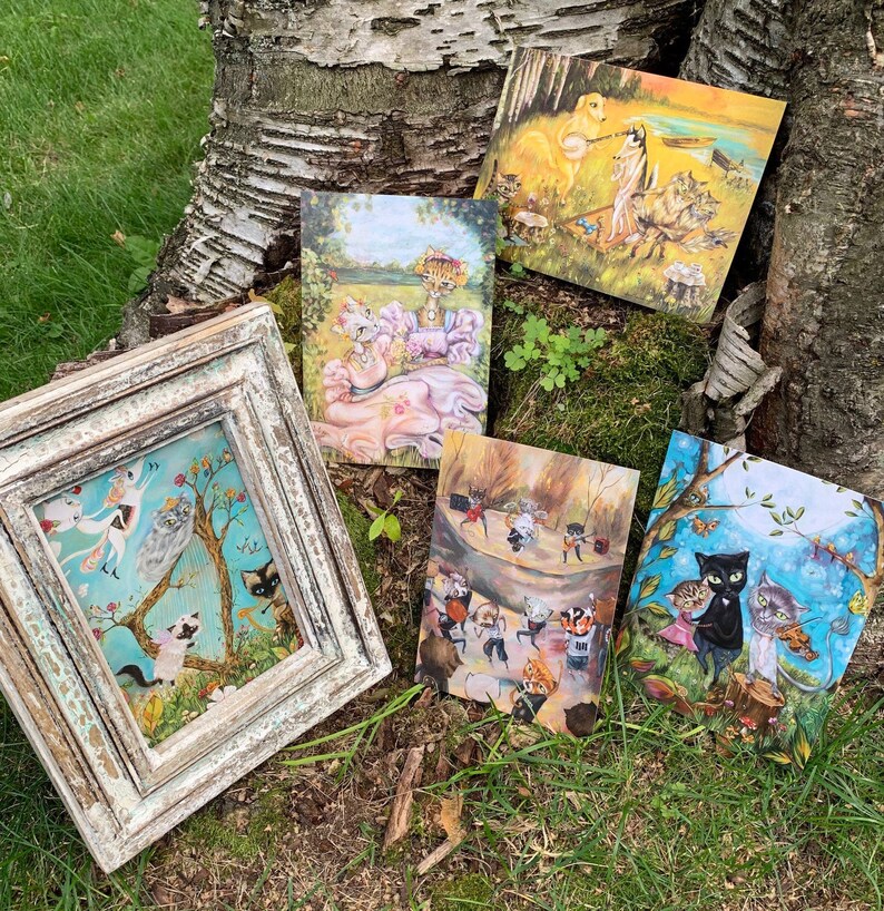 Mini Prints Set of 5 Art Postcard Gift Set 5x7 Art Prints | Etsy