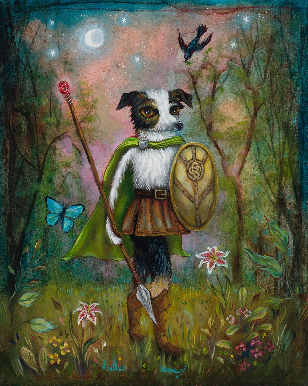Dog Pet Portrait, Jozi Dog Goddess, Dog Warrior, Border Collie Pet ...