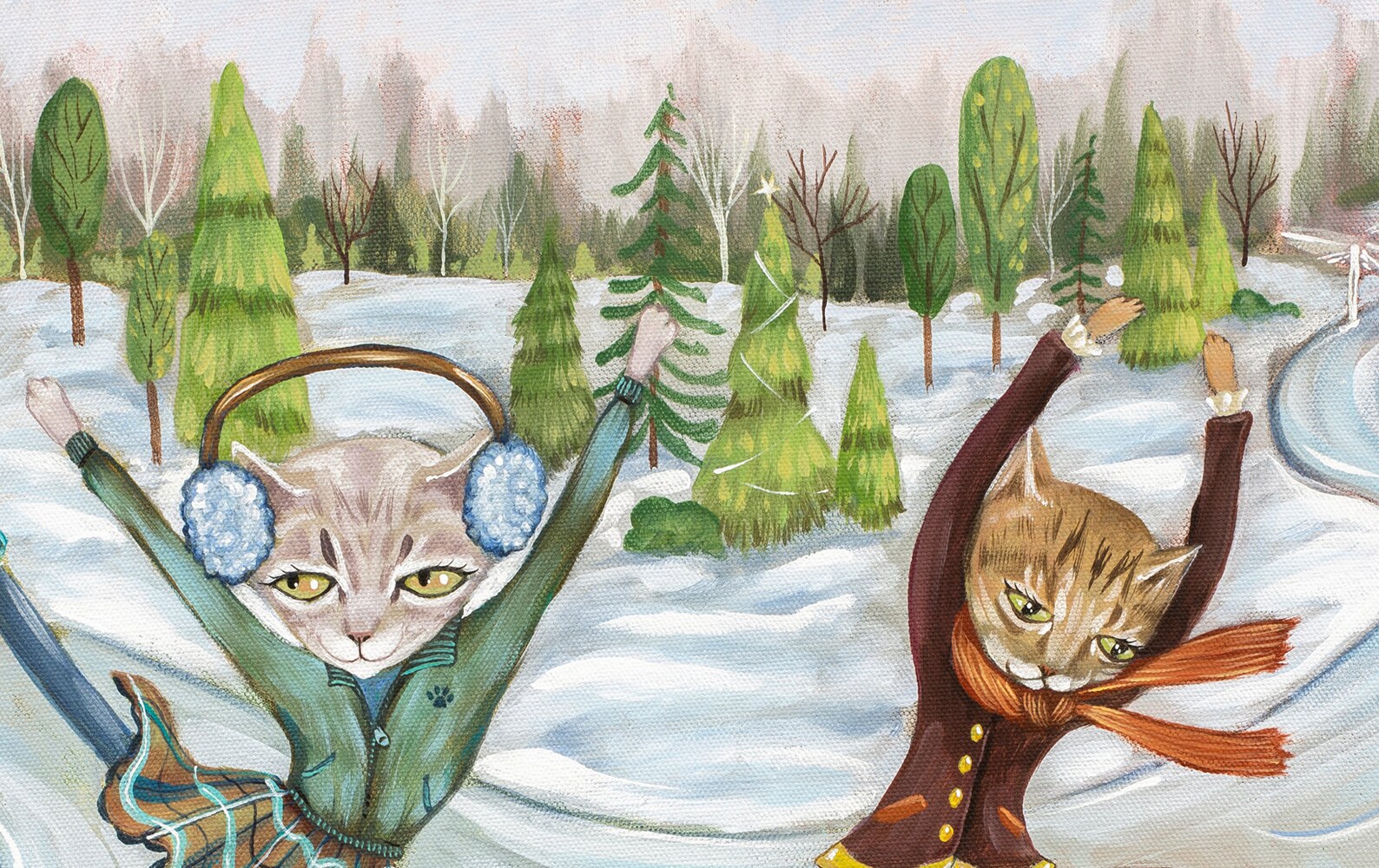 Cat Art Ocicats Cats Cat Ice Skaters Kitties Ice Skating - Etsy