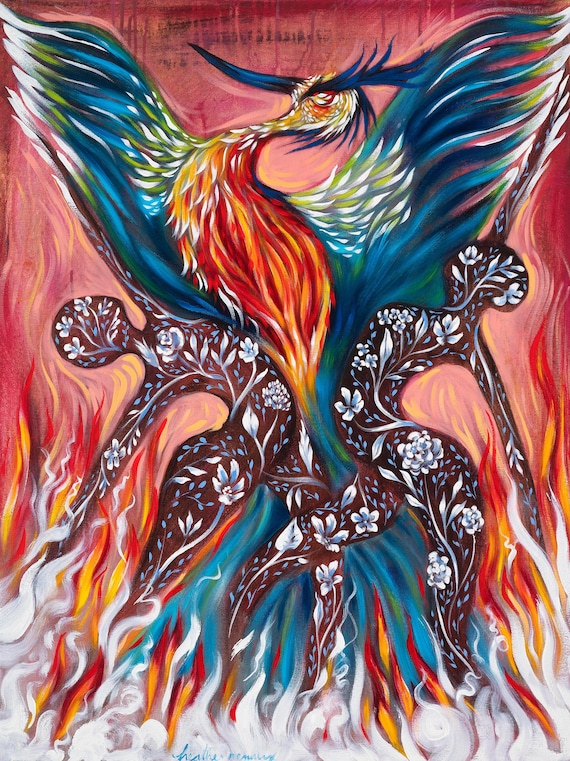 Woman Phoenix Bird Drawings