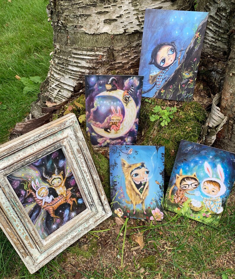 Mini Prints Set of 5, Art Postcard Gift Set, 5x7 Art Prints, Star ...