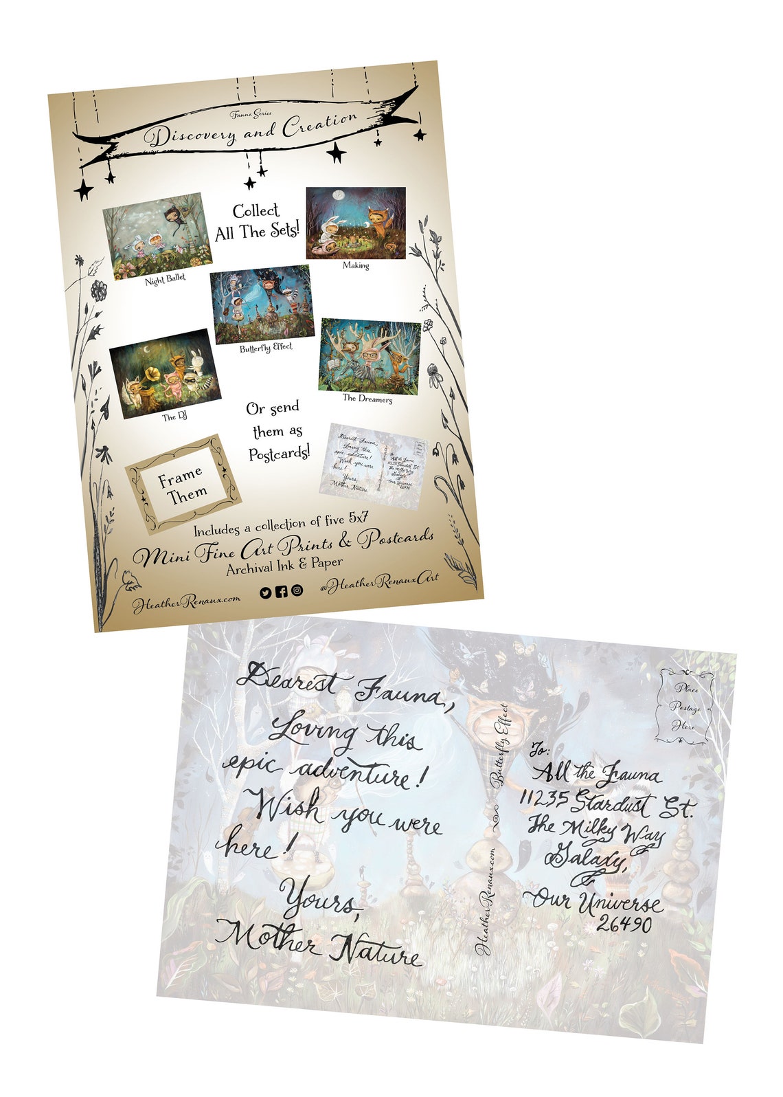 Mini Prints Set of 5, Art Postcard Gift Set, 5x7 Art Prints, Baby ...