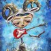 Ram Girl Playing Electric Guitar - Pop Surrealism "fauna" Print - by ...