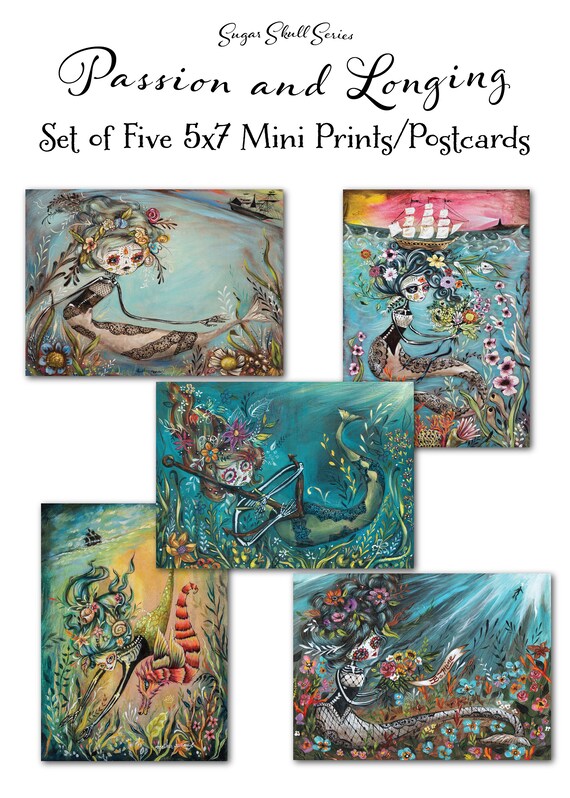 Mini Prints Set of 5 Art Postcard Gift Set 5x7 Art Prints | Etsy