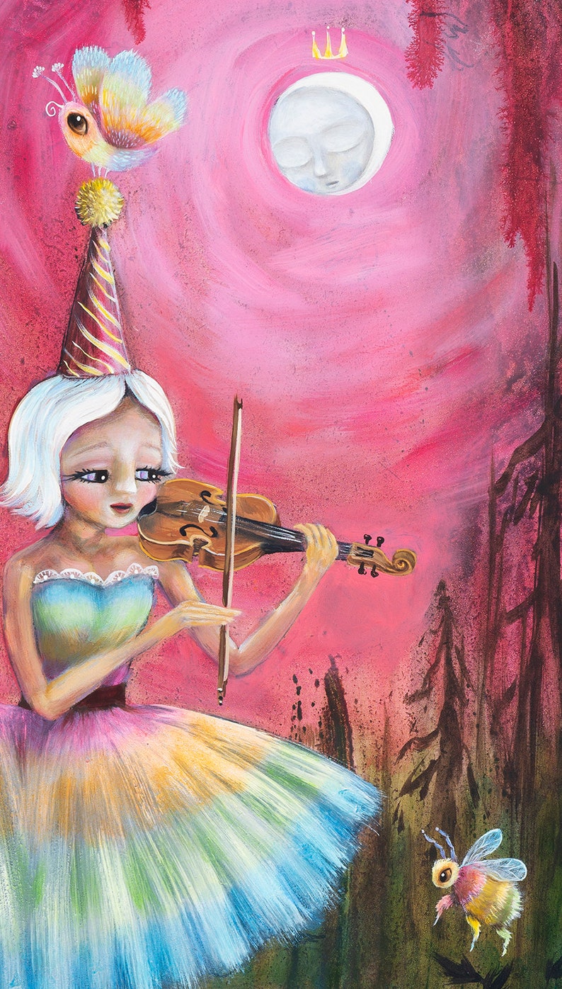 Twins Circus Girl Violin Trumpet Kitty Cat Bunny Rabbit - Etsy