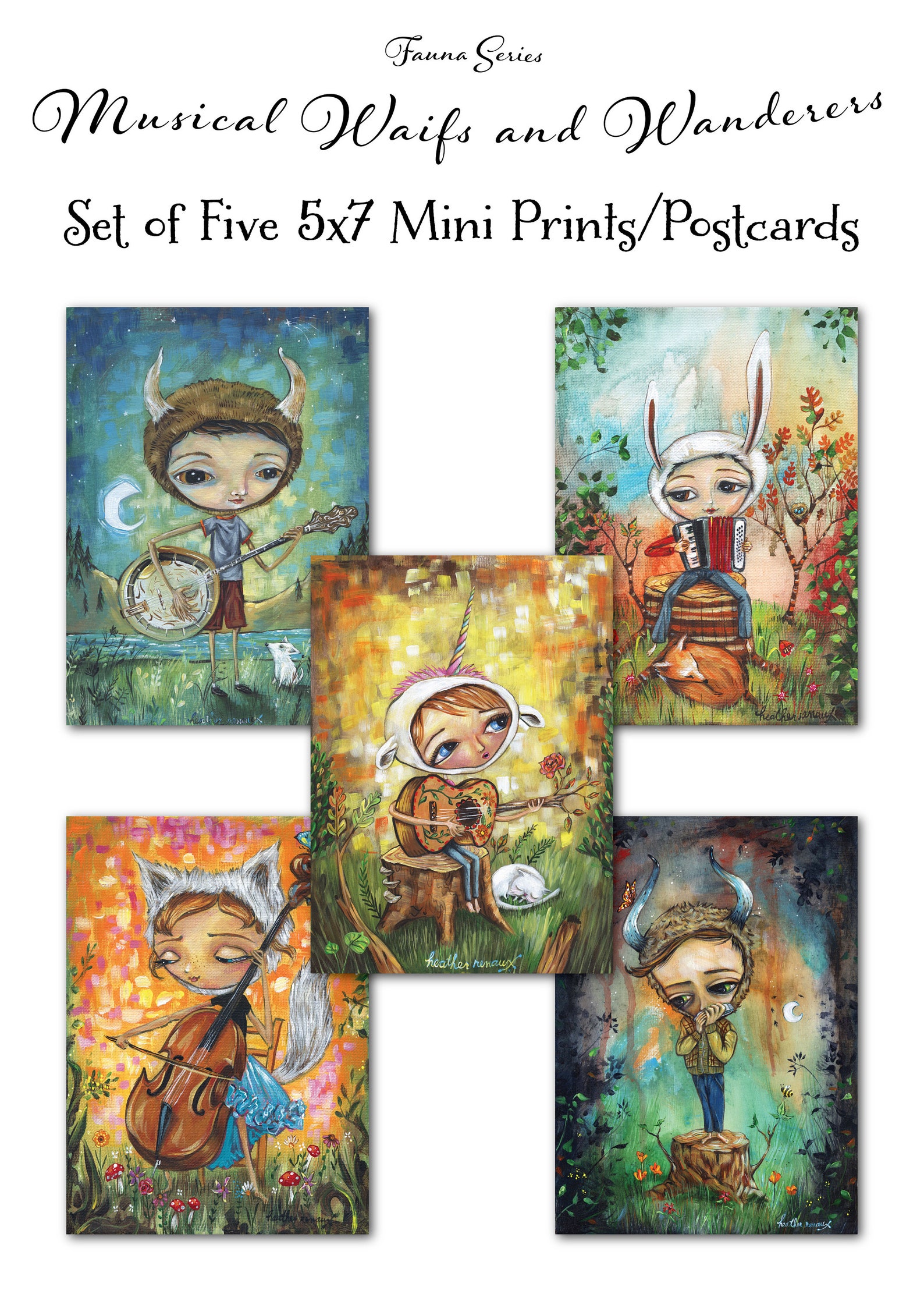 Mini Prints Set of 5 Art Postcard Gift Set 5x7 Art Prints - Etsy