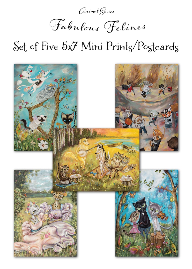 Mini Prints Set of 5 Art Postcard Gift Set 5x7 Art Prints | Etsy