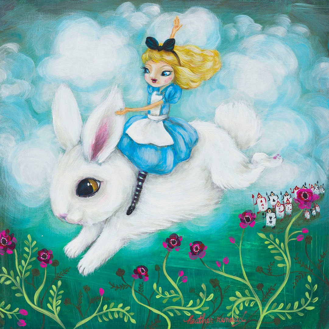 Alice in Wonderland Inspired Art, the White Rabbit, Card Soldiers - Etsy