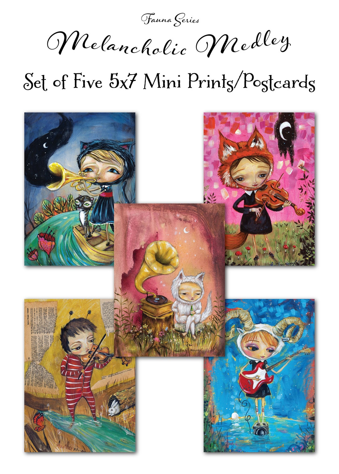 Kids Art Prints, Nursery Prints, Baby Decor, Mini Prints Set of 5, 5x7 ...